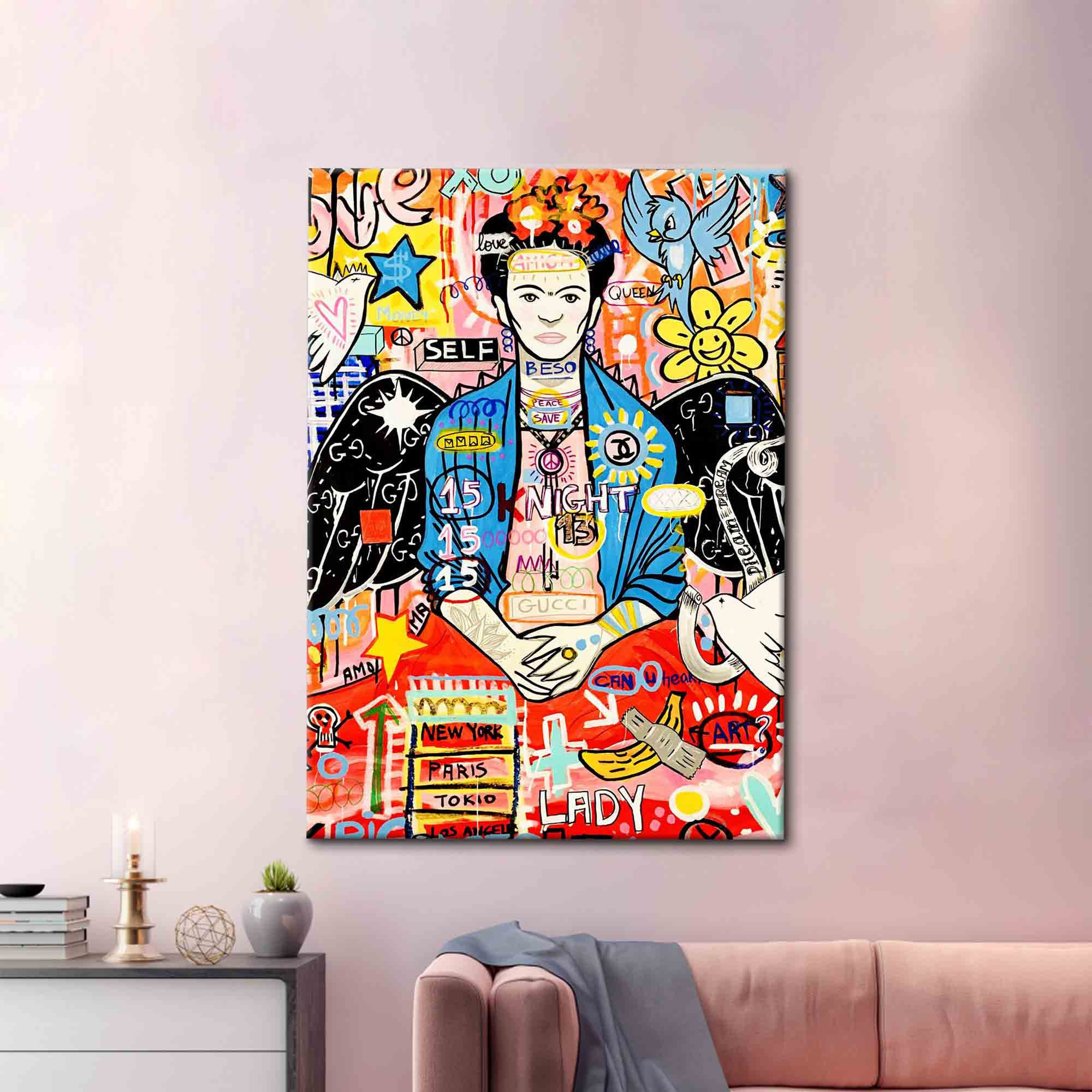kayra export Modern Graffiti Inspired Frida Kahlo Canvas Print Wall Art ...