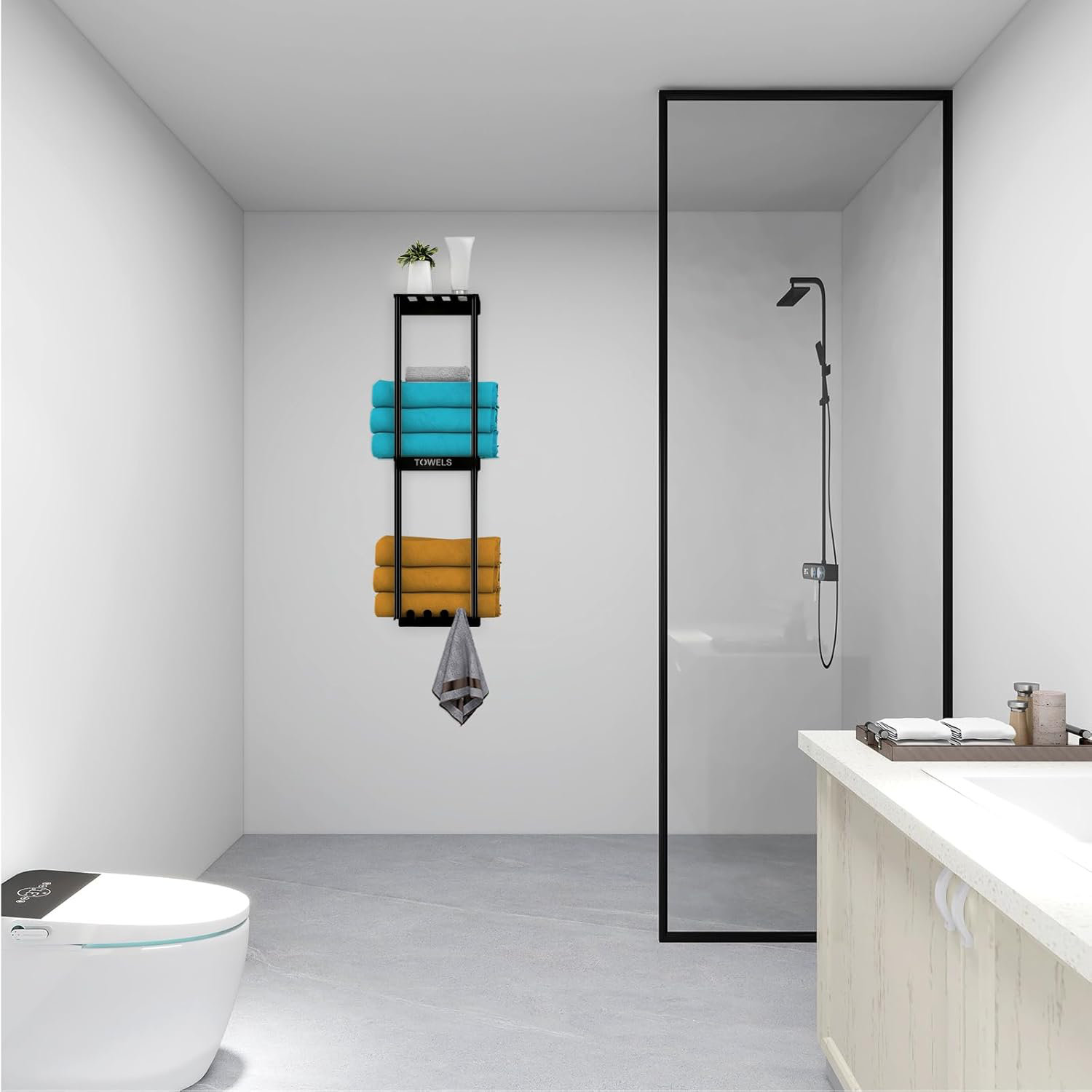 IMPIAR Towel Storage Rack Wall Towel Rack For Rolled Towels 3 Tier ...