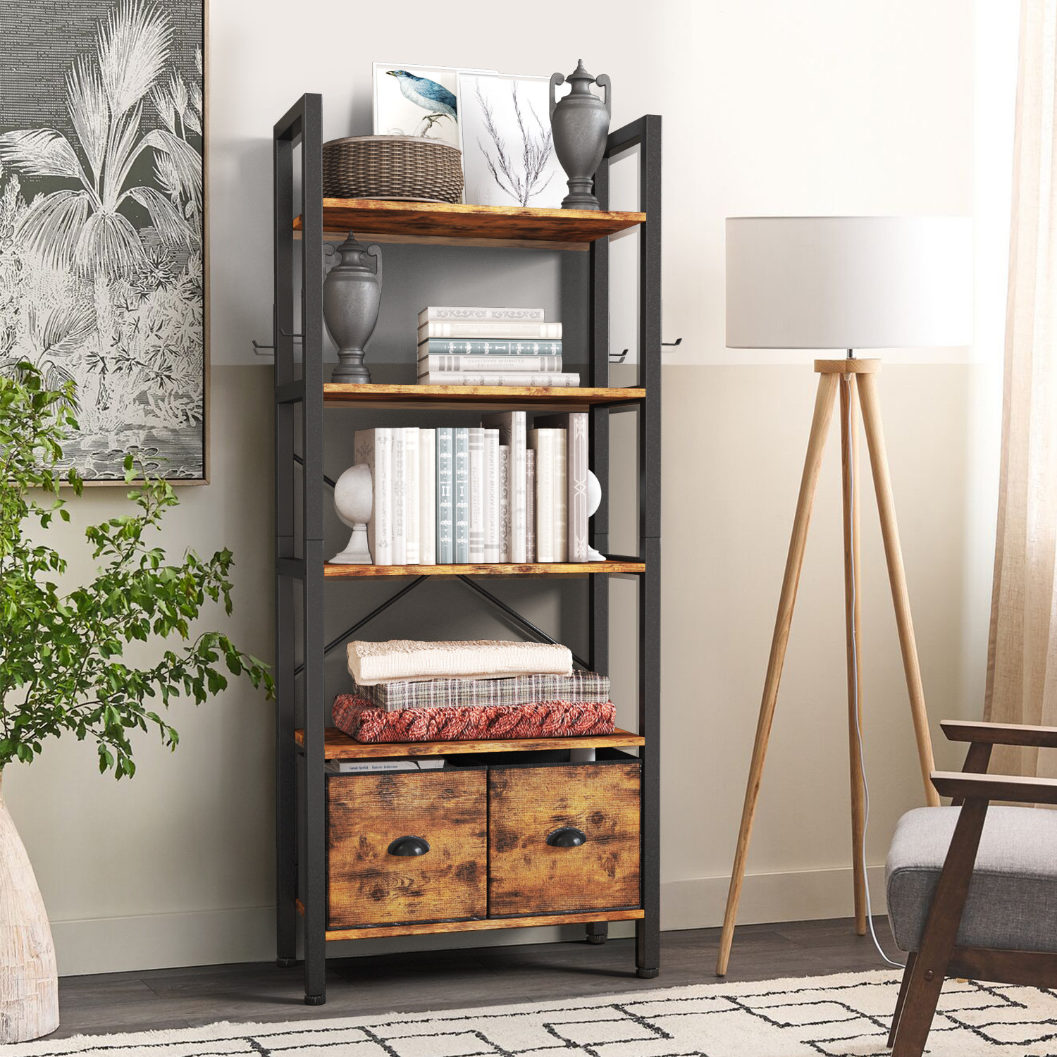 17 Stories Amilyn 60" H x 23.6" W Steel Etagere Bookcase & Reviews ...