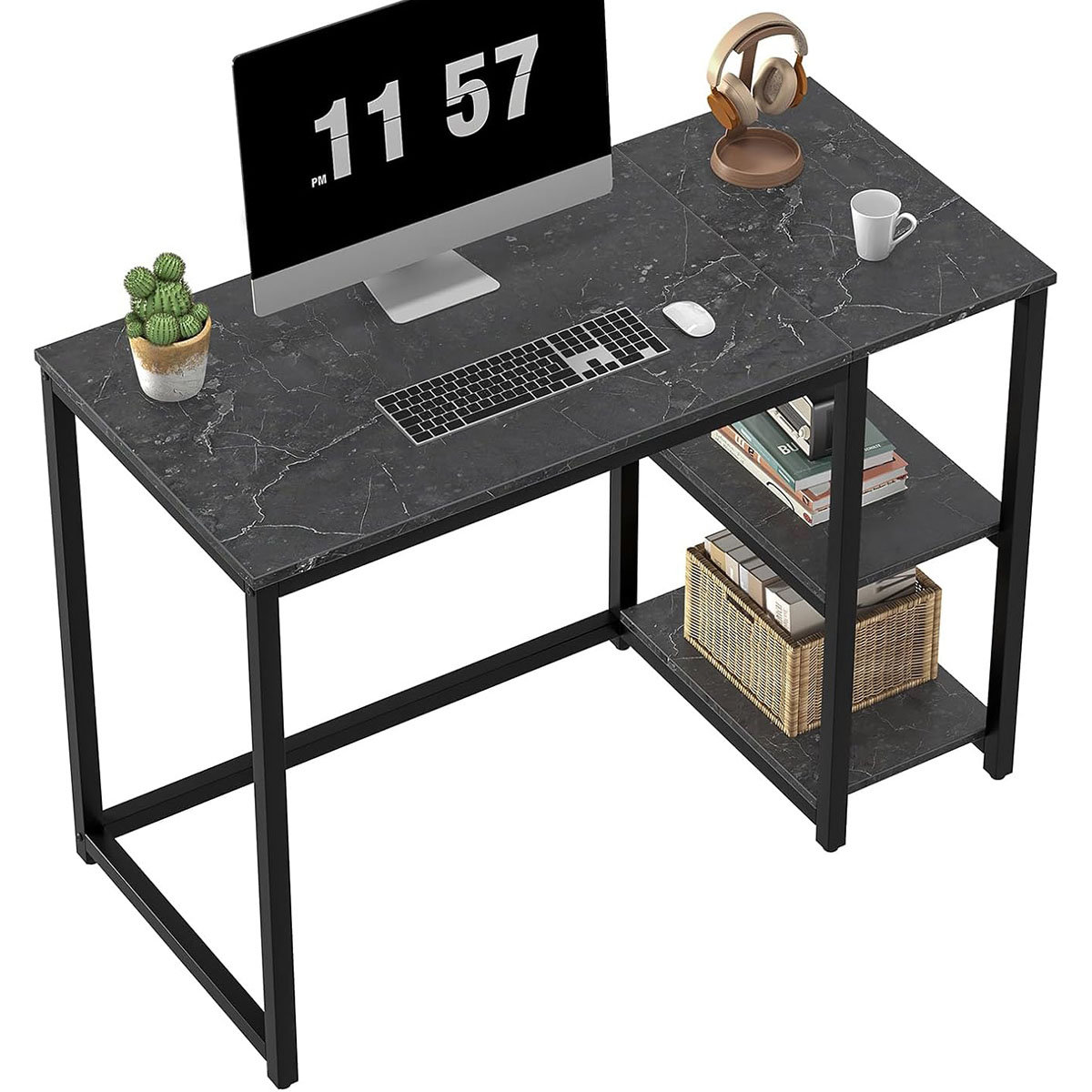 Ivy Bronx Computer Desk 40 Inches With 2-Tier Shelves Sturdy Home ...