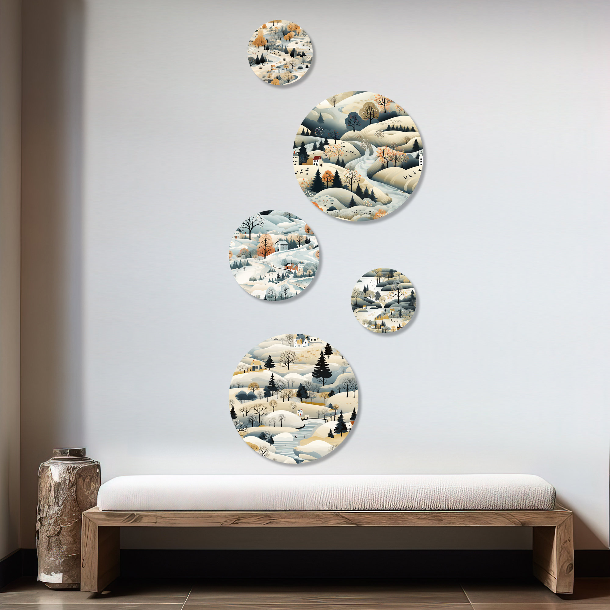Design Art Summer Scenery Scandinavian Pattern - Floral Floral Round ...