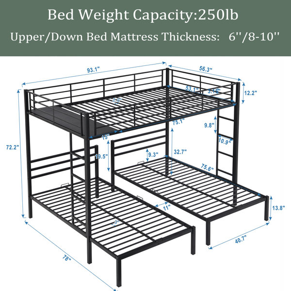 Isabelle & Max™ Adaidh Twin over Twin over Full Triple Bunk Bed with ...