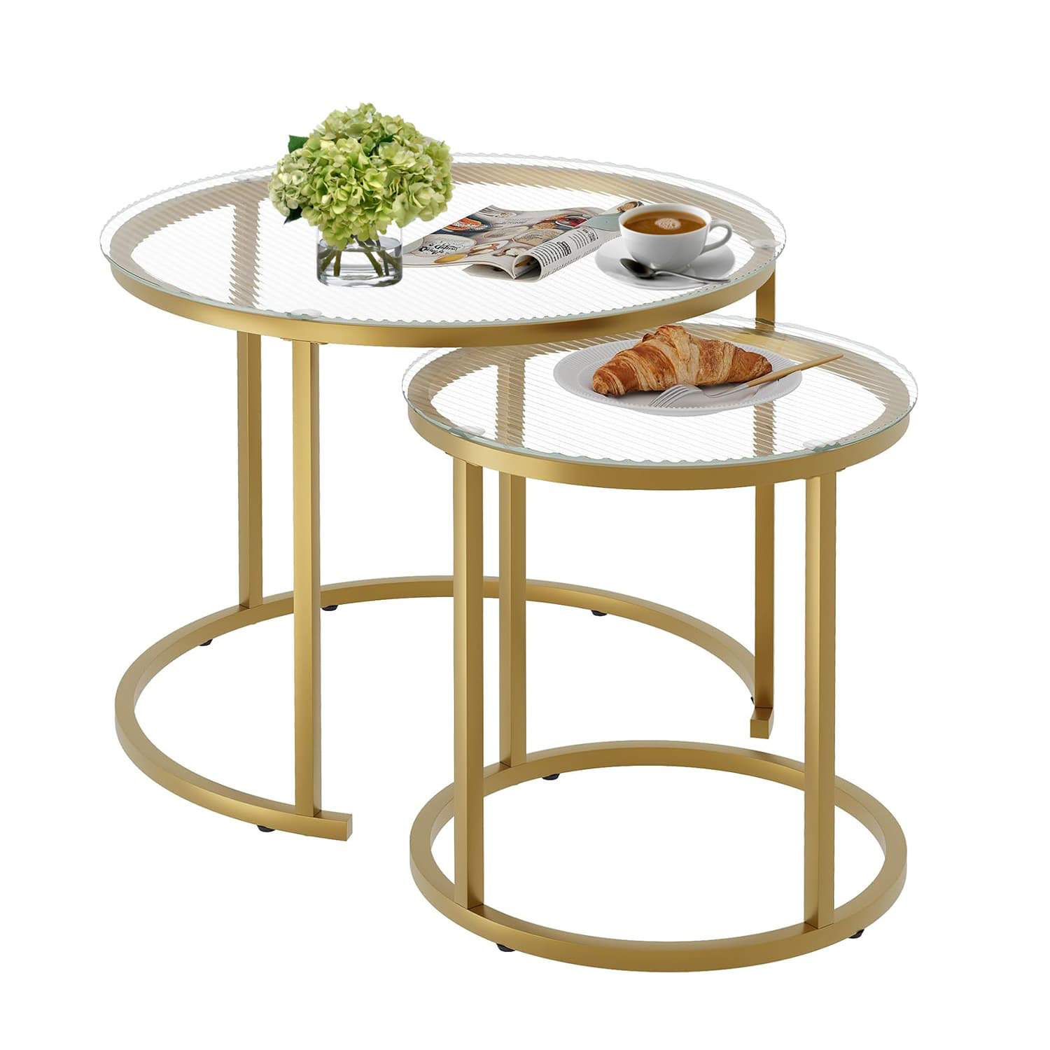 Mercer41 Nested coffee table set of 2, living room bedroom round nested ...