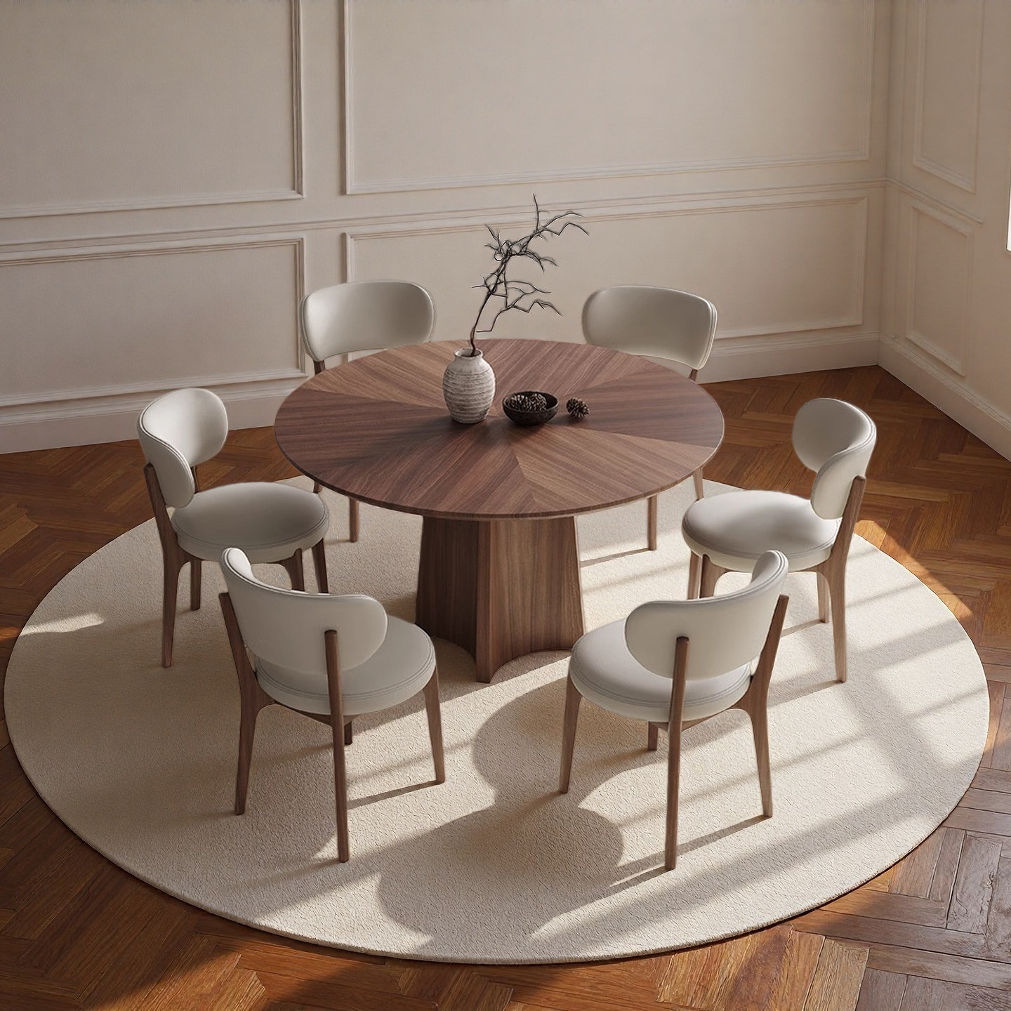 Latitude Run® Solid Walnut Round Dining Table for Home Gathering ...