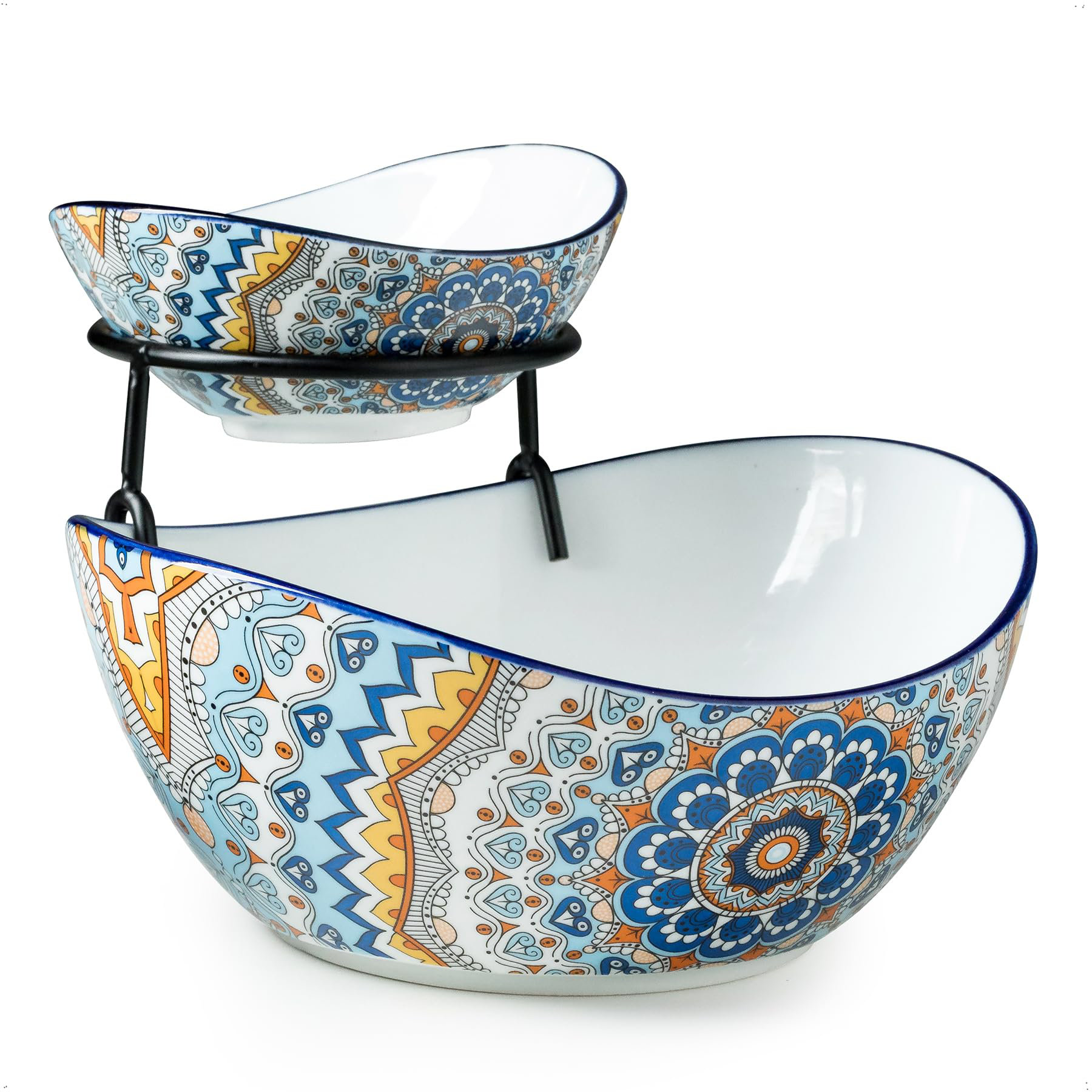Bungalow Rose Norvan Tray Chip And Dip Serving Set, 2 Tierd Serving ...