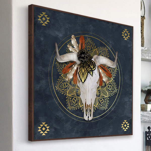 Marmont Hill 'Skull Emblem' Floater Framed Print on Canvas - Wayfair Canada