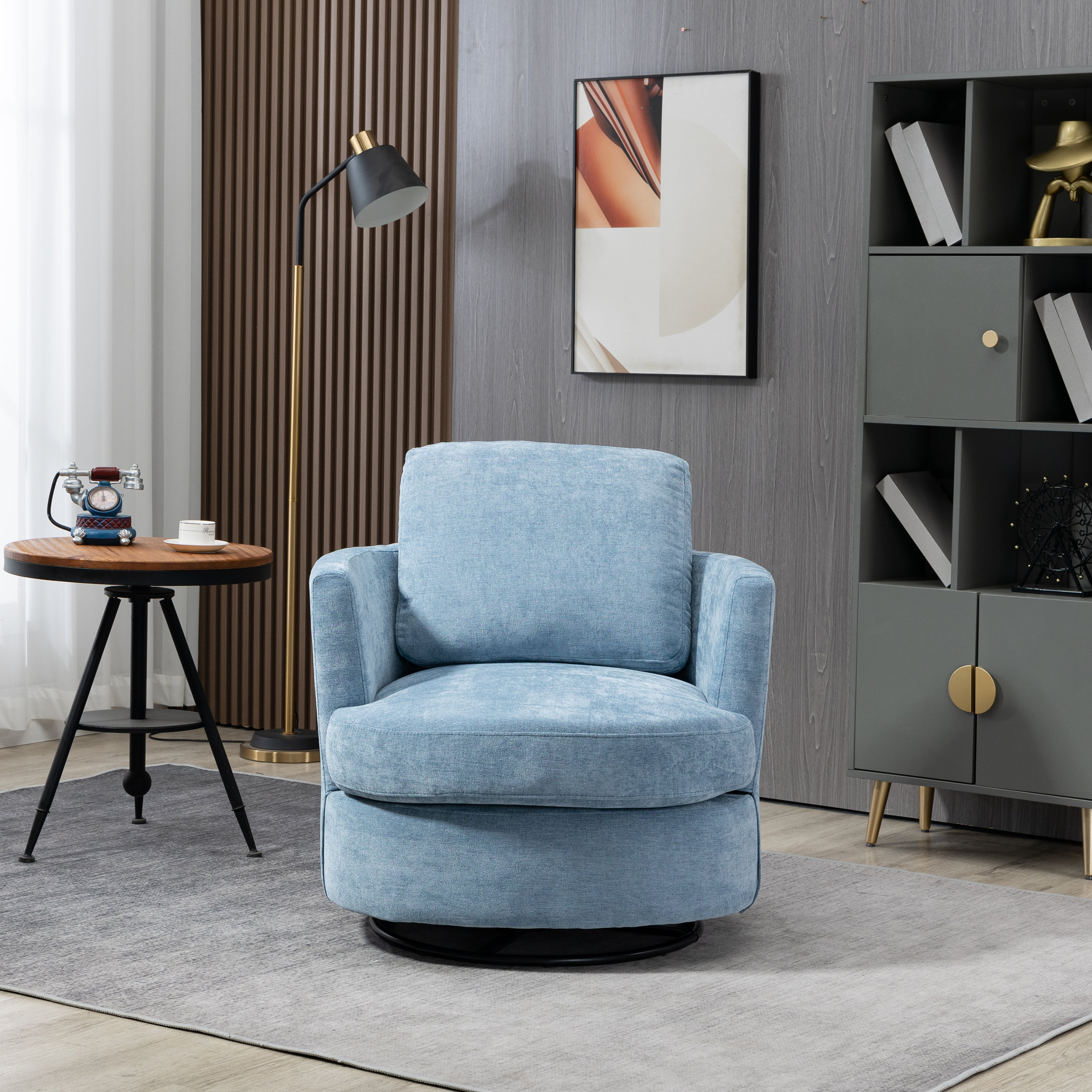 Latitude Run® Zarren Upholstered Slipcovered Swivel Barrel Chair ...