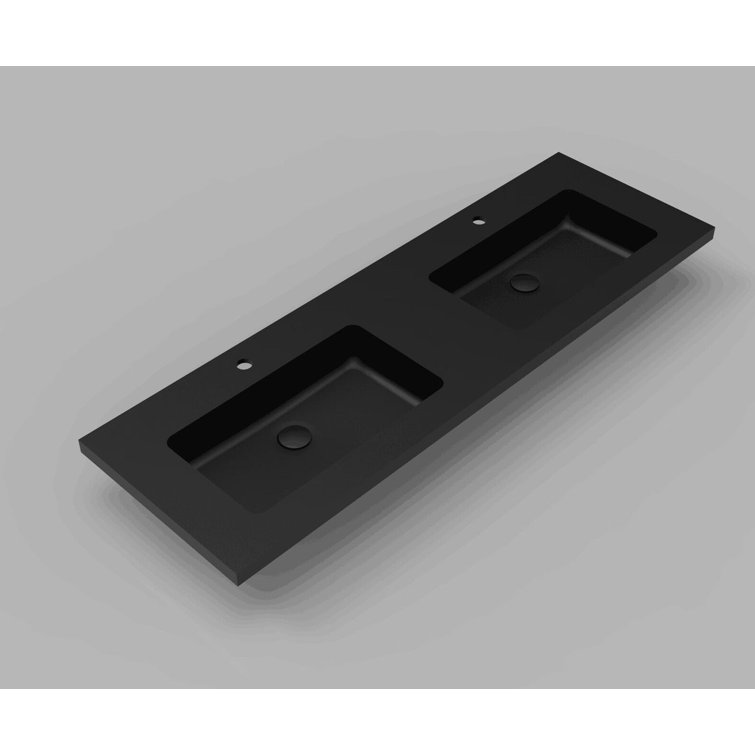 Alma 19'' Chrome Polymarble Rectangular Bathroom Sink with Overflow ...