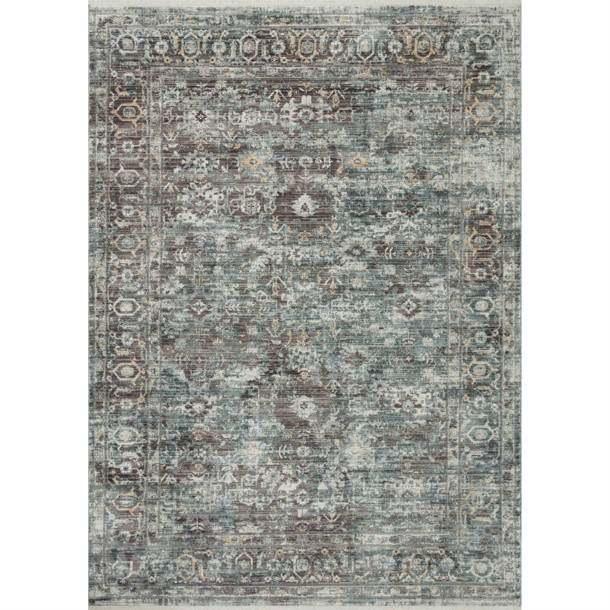 Loloi Rugs Bonney Performance Teal/Yellow/Gray Rug | Wayfair