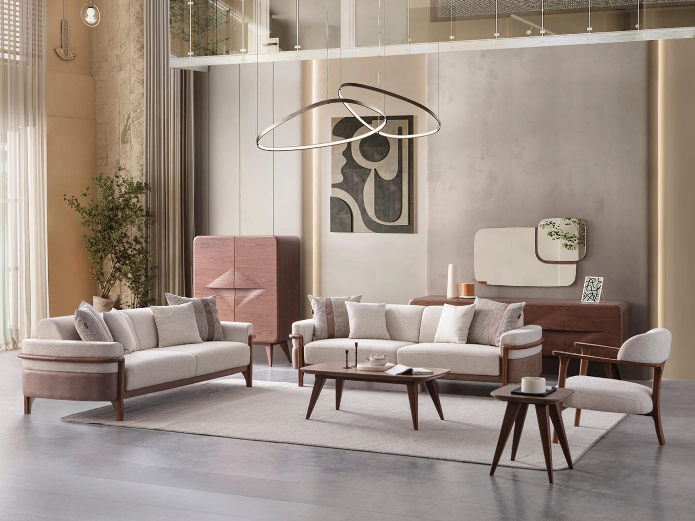 Hokku Designs Odin 3 Piece Cream Living Room Set - Wayfair Canada