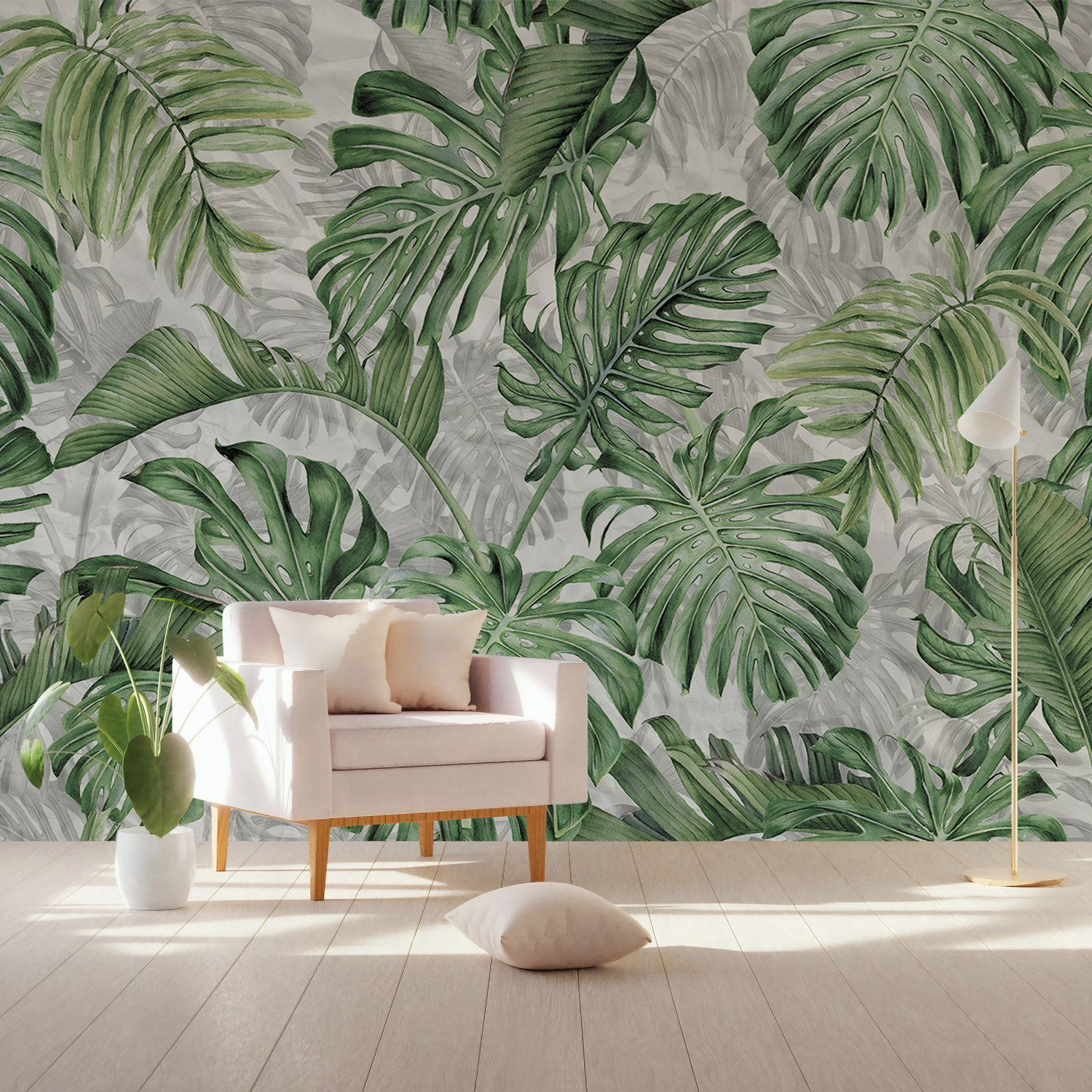 GK Wall Design Leaves Leaf Pattern 6.25' L x 112" W Paintable Wall ...