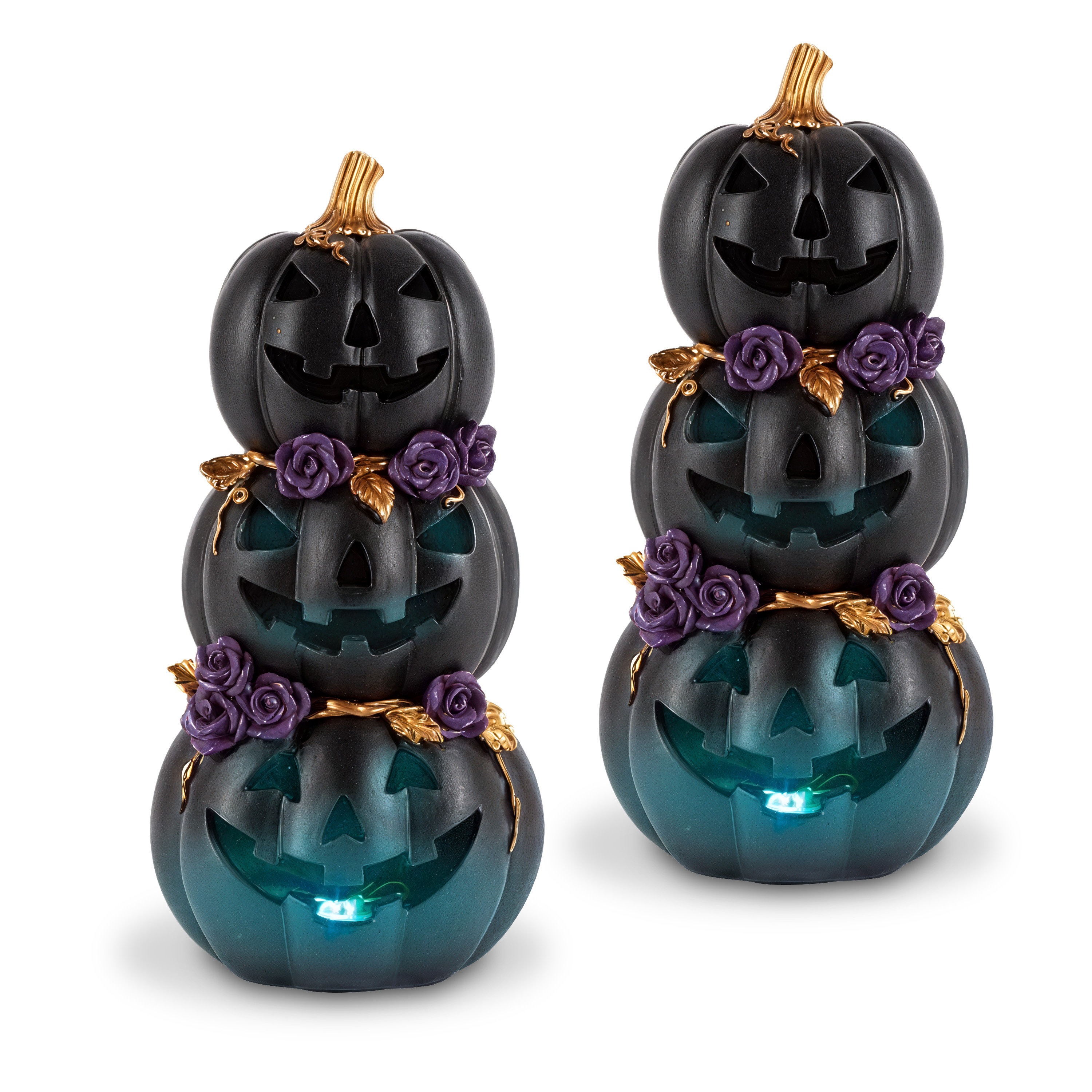 Latitude Run® Lighted Stacked Resin Pumpkin | Wayfair