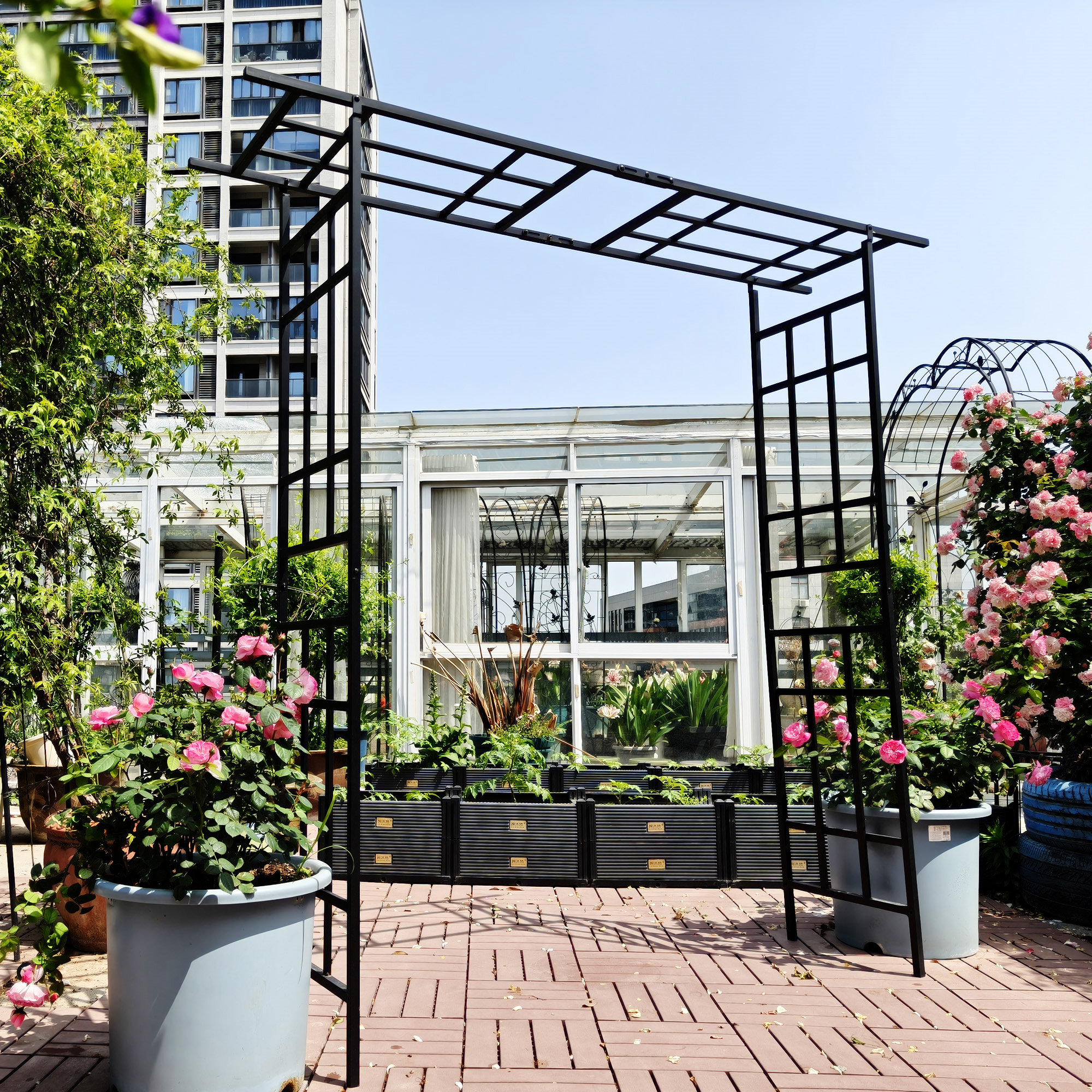 Audiohome Metal Garden Arch With Adjustable Width W42.52''~W78.15 ...