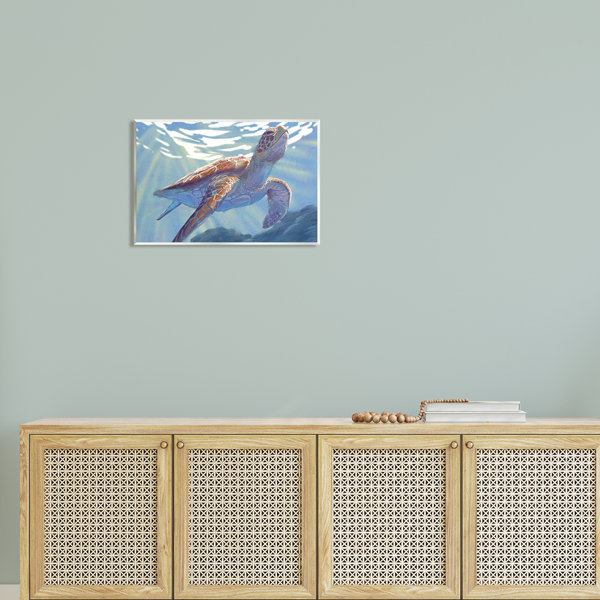 Stupell Industries Deep Ocean Sea Turtle Wall Plaque Art By Ziwei Li ...
