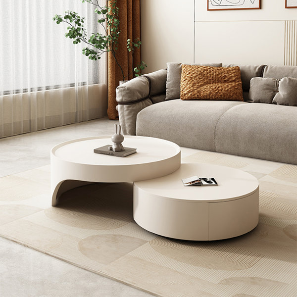 Aurora Craft French Round Retractable Living Room Combination Coffee ...