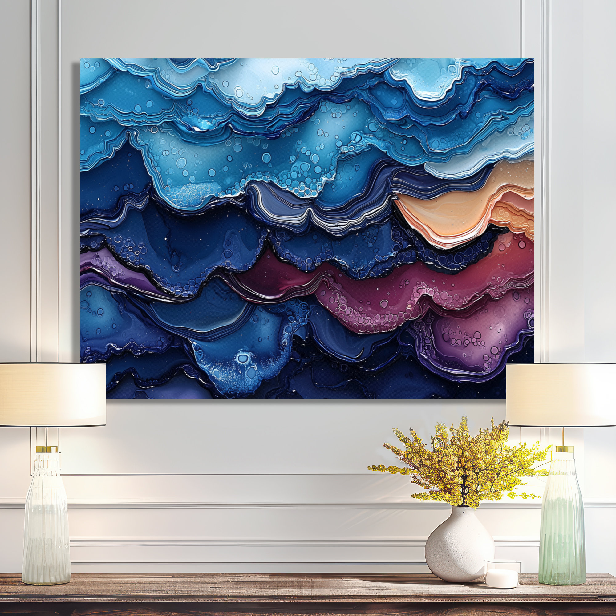 Ivy Bronx Chromatic Dance Blue Biomorphism I - Modern Metal Art Print ...