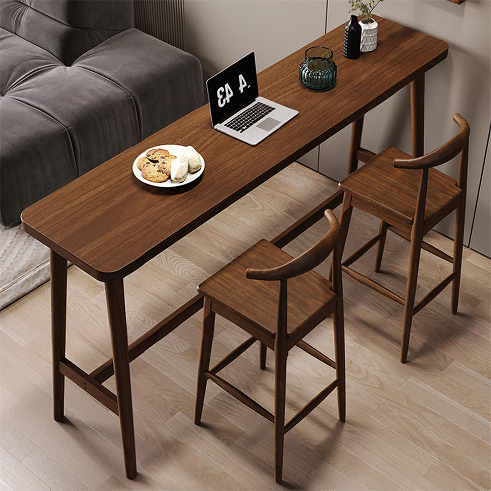 Corrigan Studio® 2-Person Nut-brown Rectangular Solid Wood Bar Table Sets | Wayfair