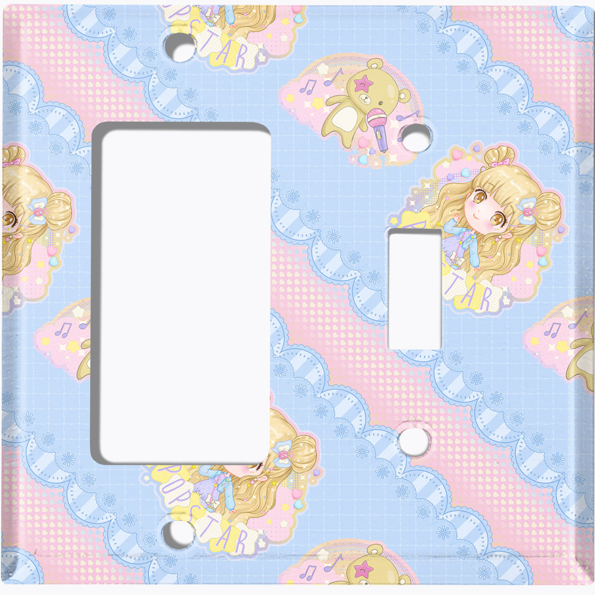 WorldAcc Metal Light Switch Plate Outlet Cover (Anime Pop Star Girl ...