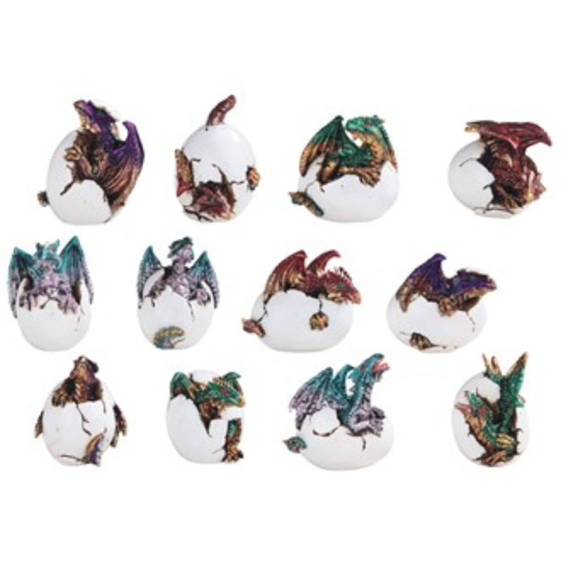 Trinx 12 Piece Haldeman Dragons in Egg Shell Figurine Set | Wayfair