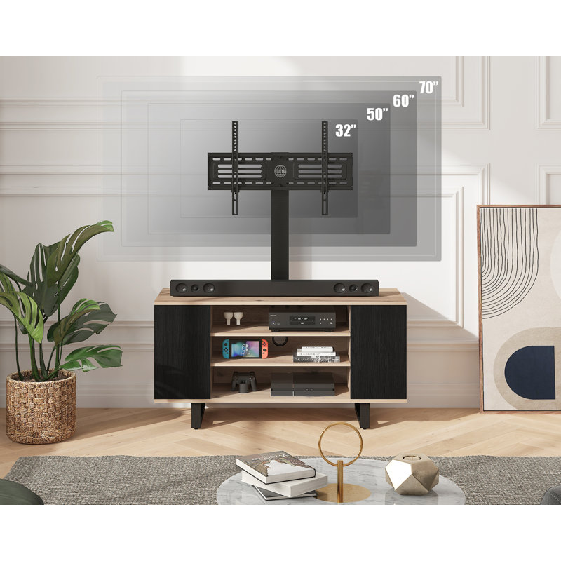 Millwood Pines Tv Stand With Mount For 32-70 Inch Tvs With Wood Console ...