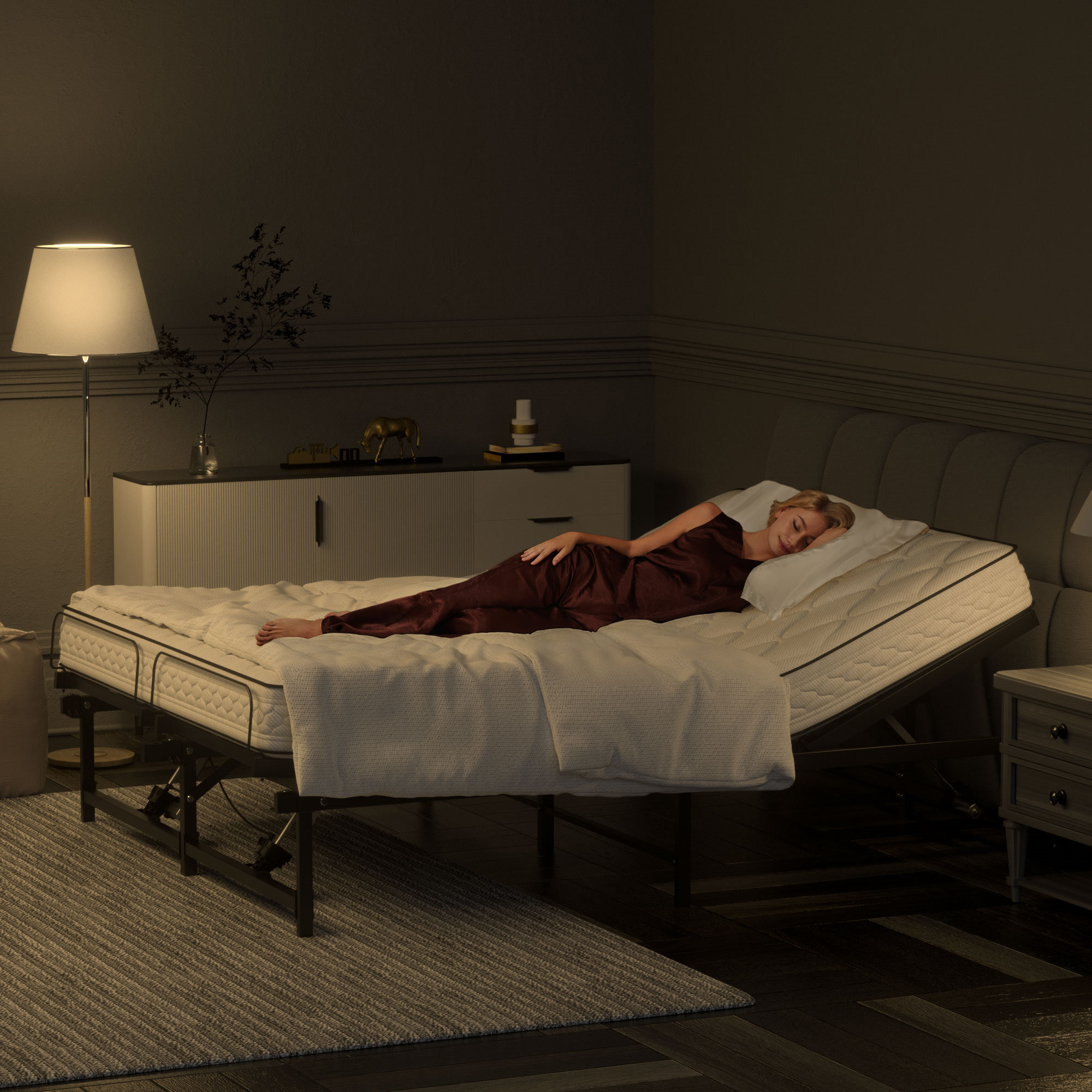 Alwyn Home Electric Adjustable Bed Frame, Head And Foot Incline Bed ...