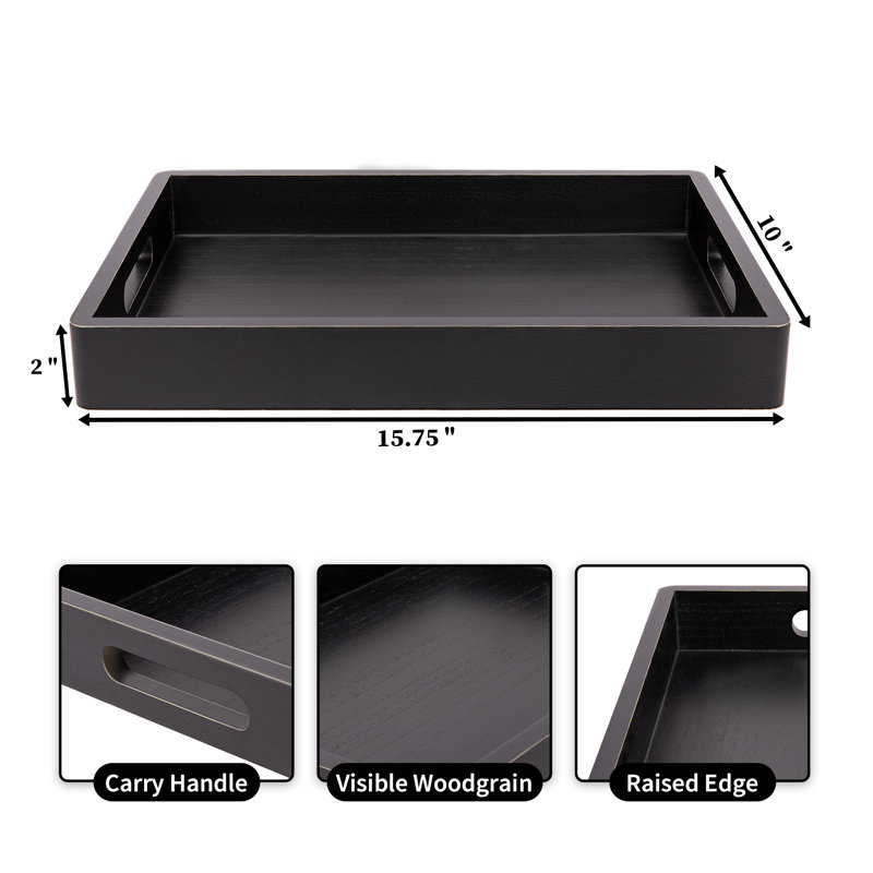 Latitude Run® Large Rectangular Wooden Decorative Serving Tray ...