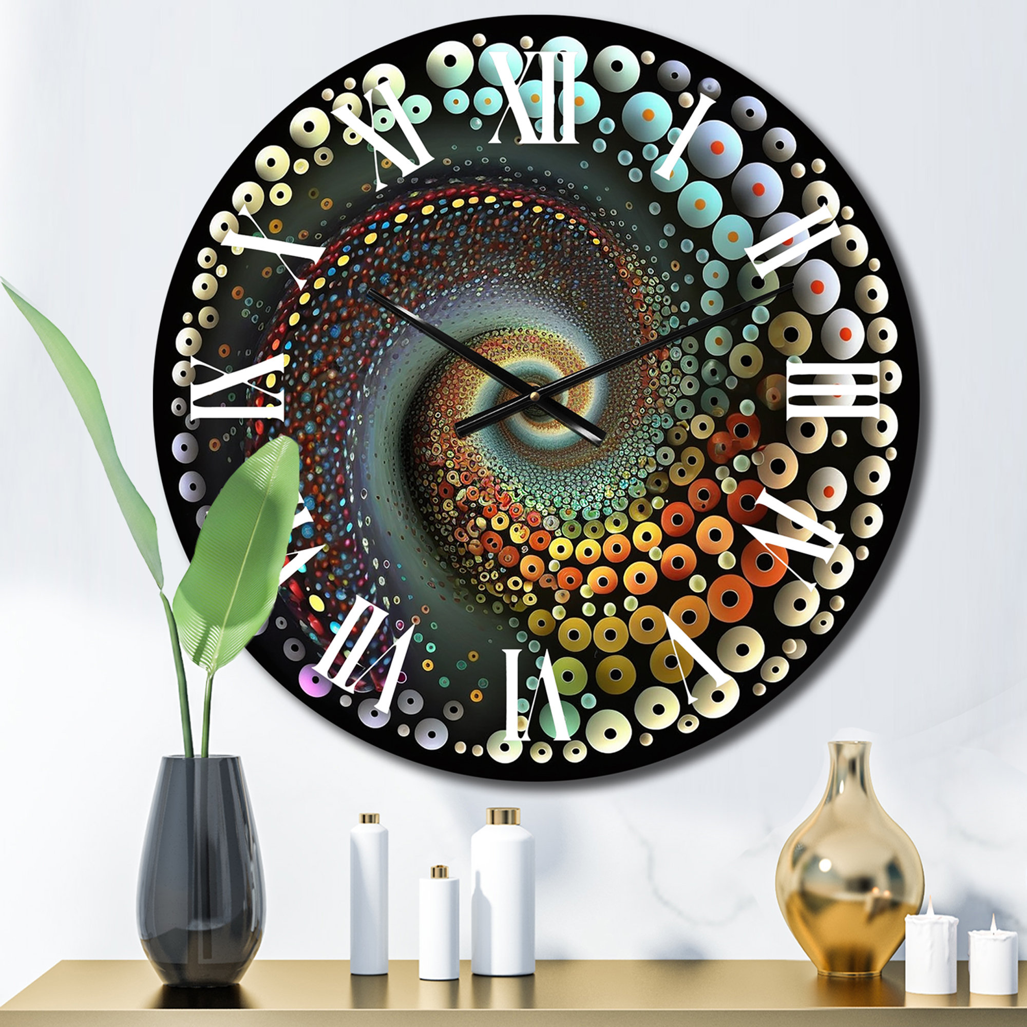 Design Art Iridiscdent Pointillism Spiral Retro Rainbow - Modern ...