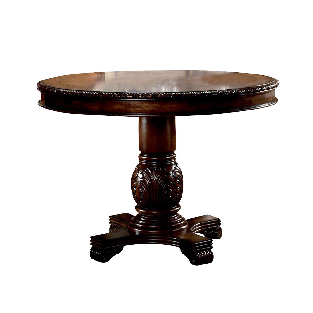 Astoria Grand Round Wooden Counter Height Table With Single Pedestal In ...