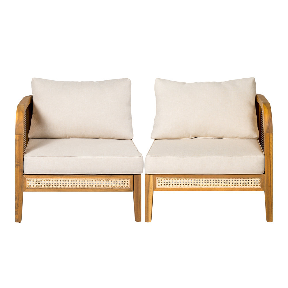 Latitude Run® Kirkby Outdoor Arm Chairs with Acacia Wood Frame and ...