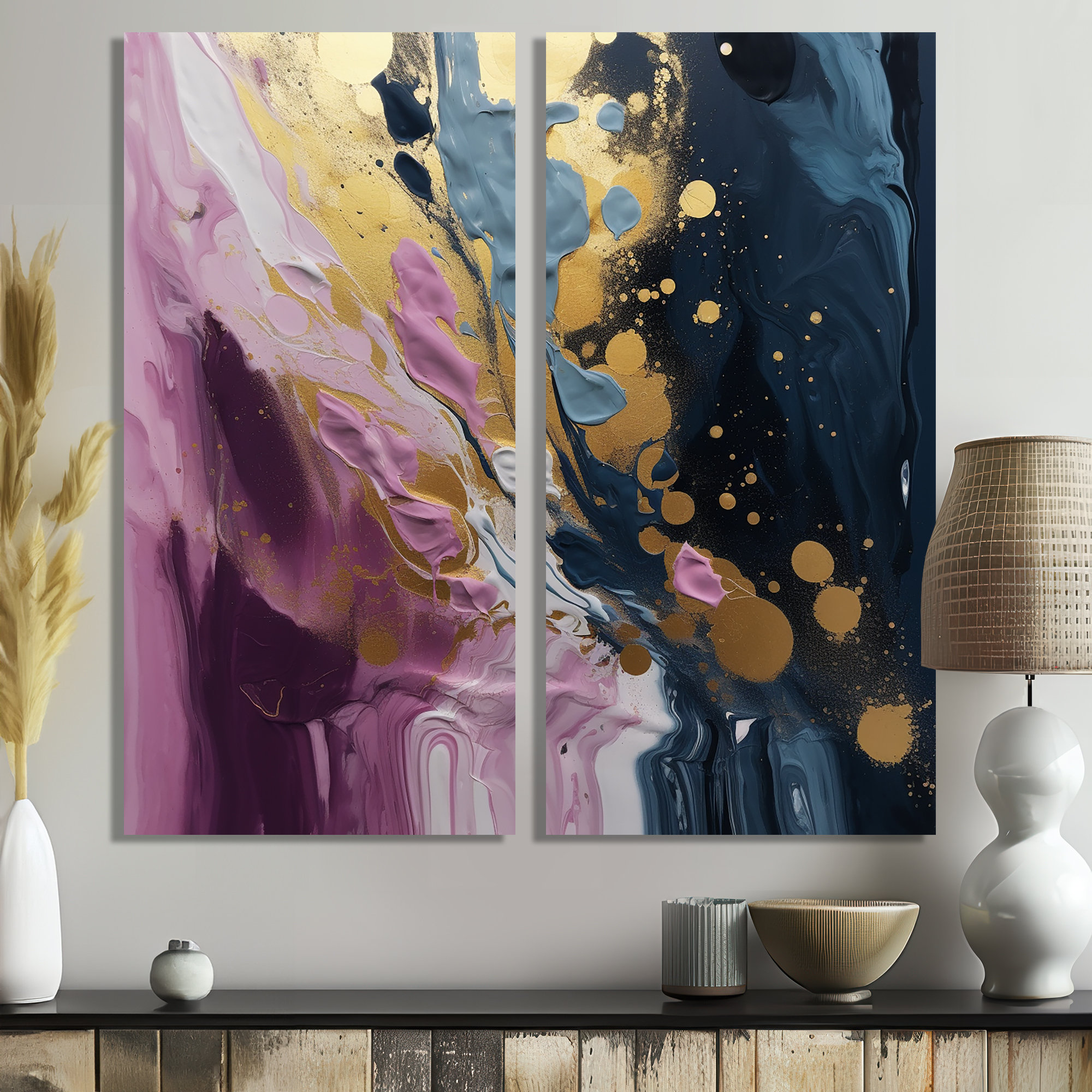 Design Art Purple And Blue Movements In Paint III - Modern Wall Art ...