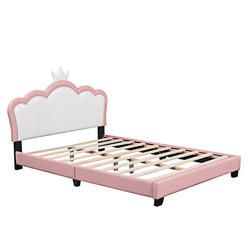 Zoomie Kids Full Size Upholstered Princess Bed With Crown Headboard ...