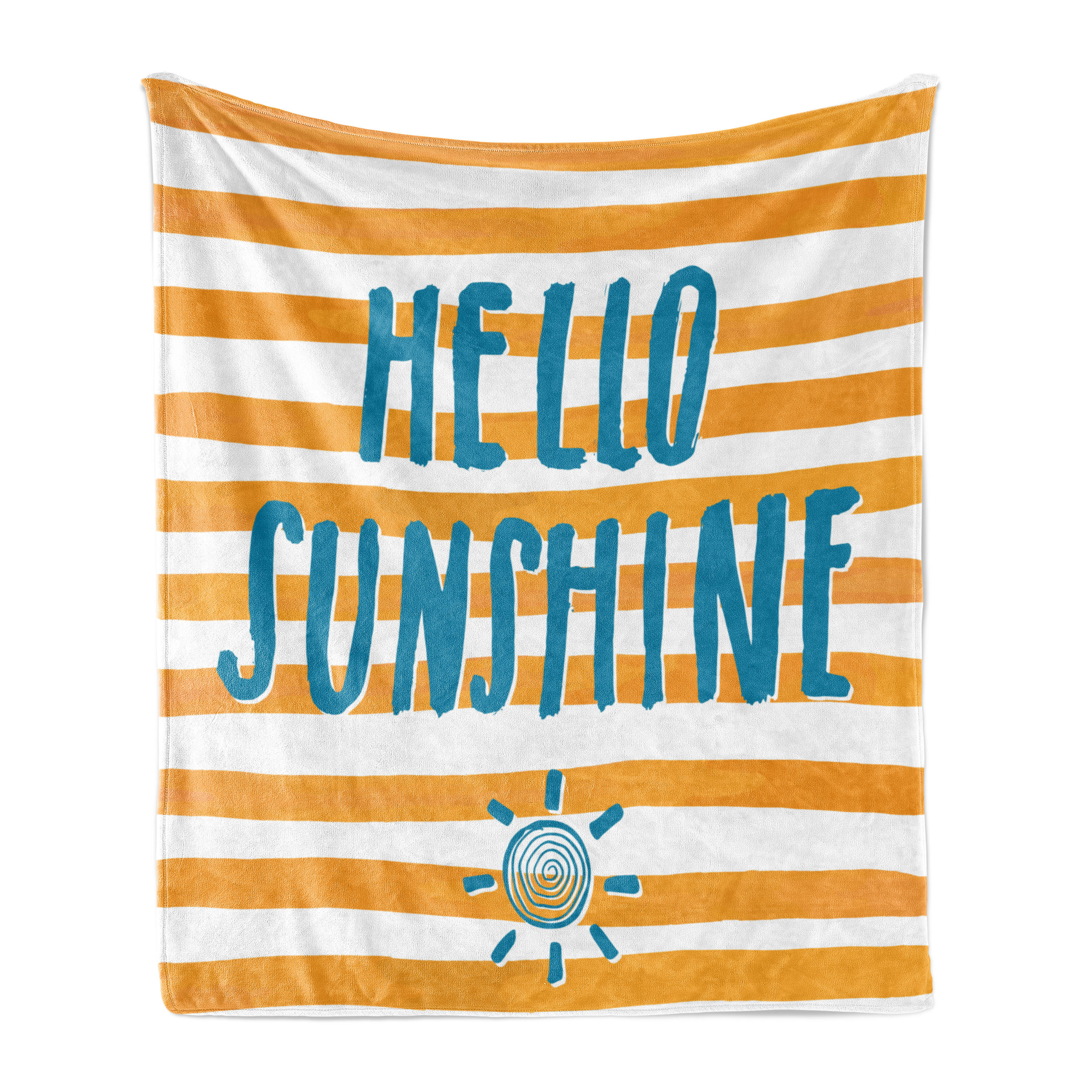 Ambesonne Hello Sunshine Fleece Throw Blanket Words Stripes Petrol Blue ...