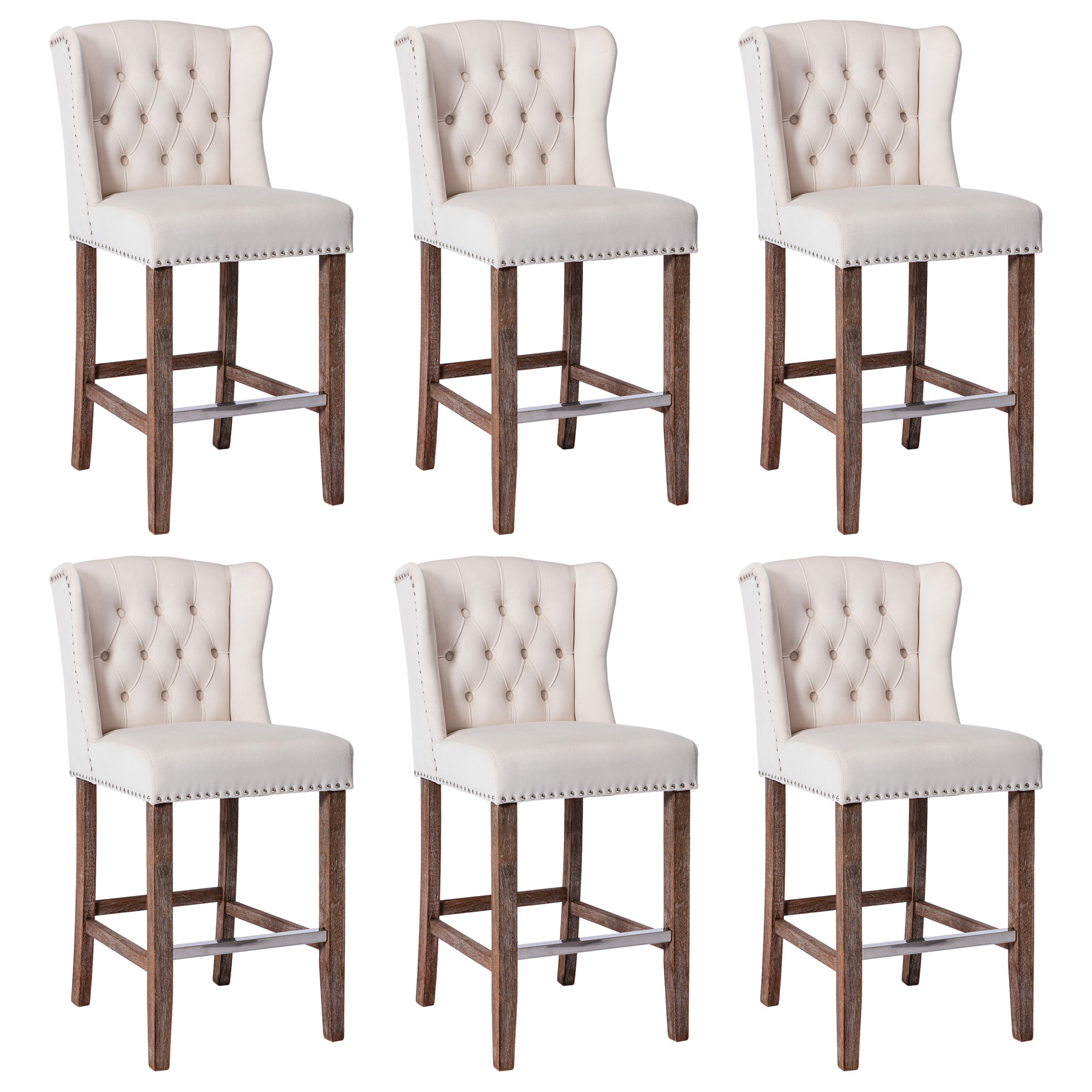 Brafab 27" Counter Height Bar Stools with Wood Legs | Wayfair