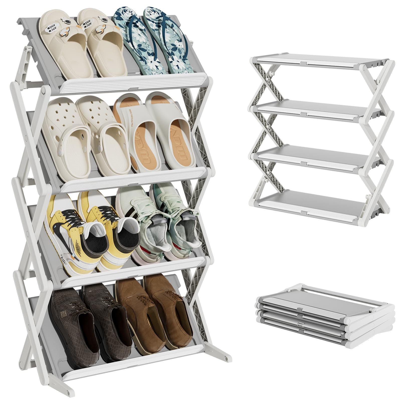 Rebrilliant Shoe Rack Storage Organizer, Adjustable Angled Shoe Shelf ...