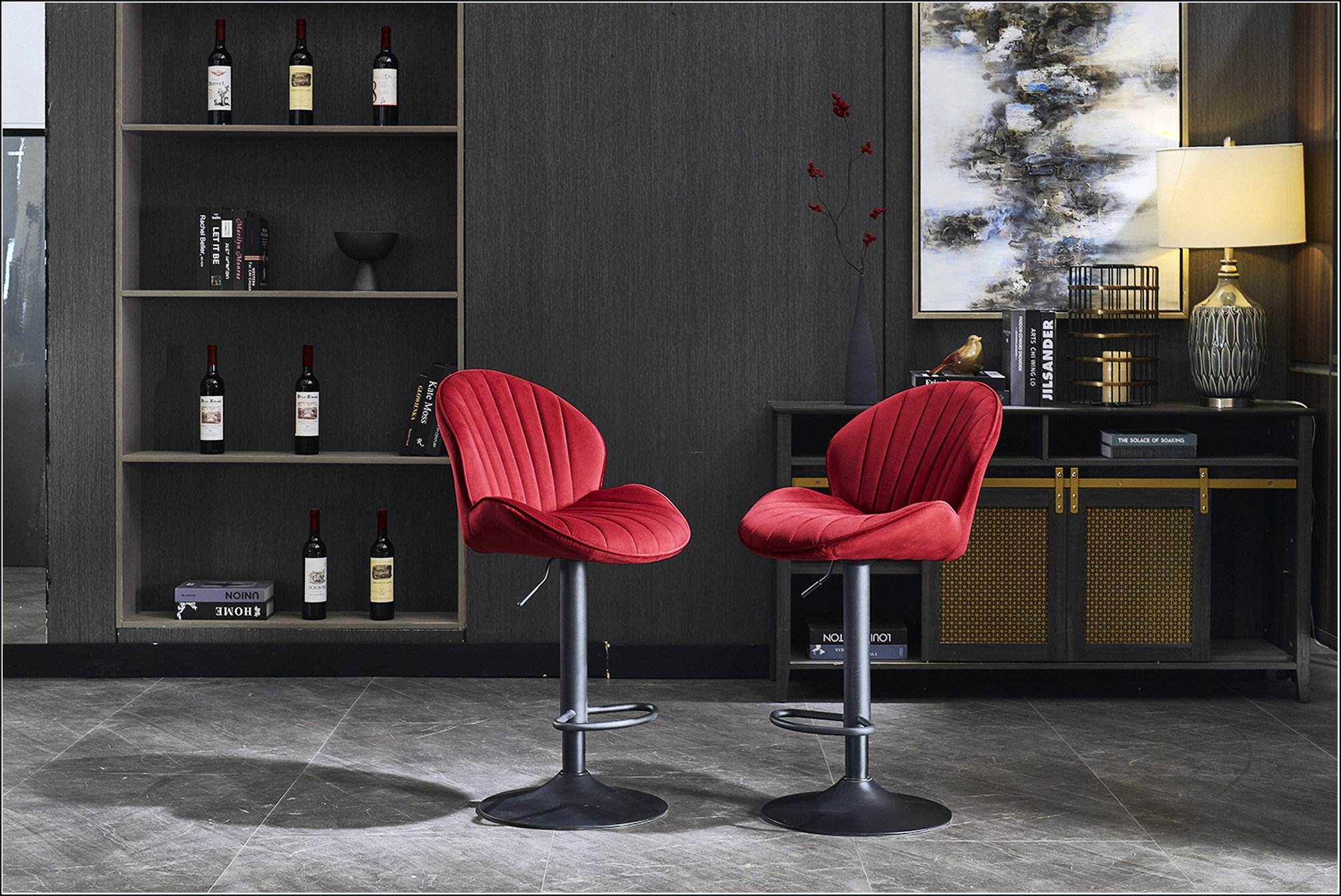 Mercer41 Bar Stools Set Of 2 - Adjustable Barstools With Back And ...