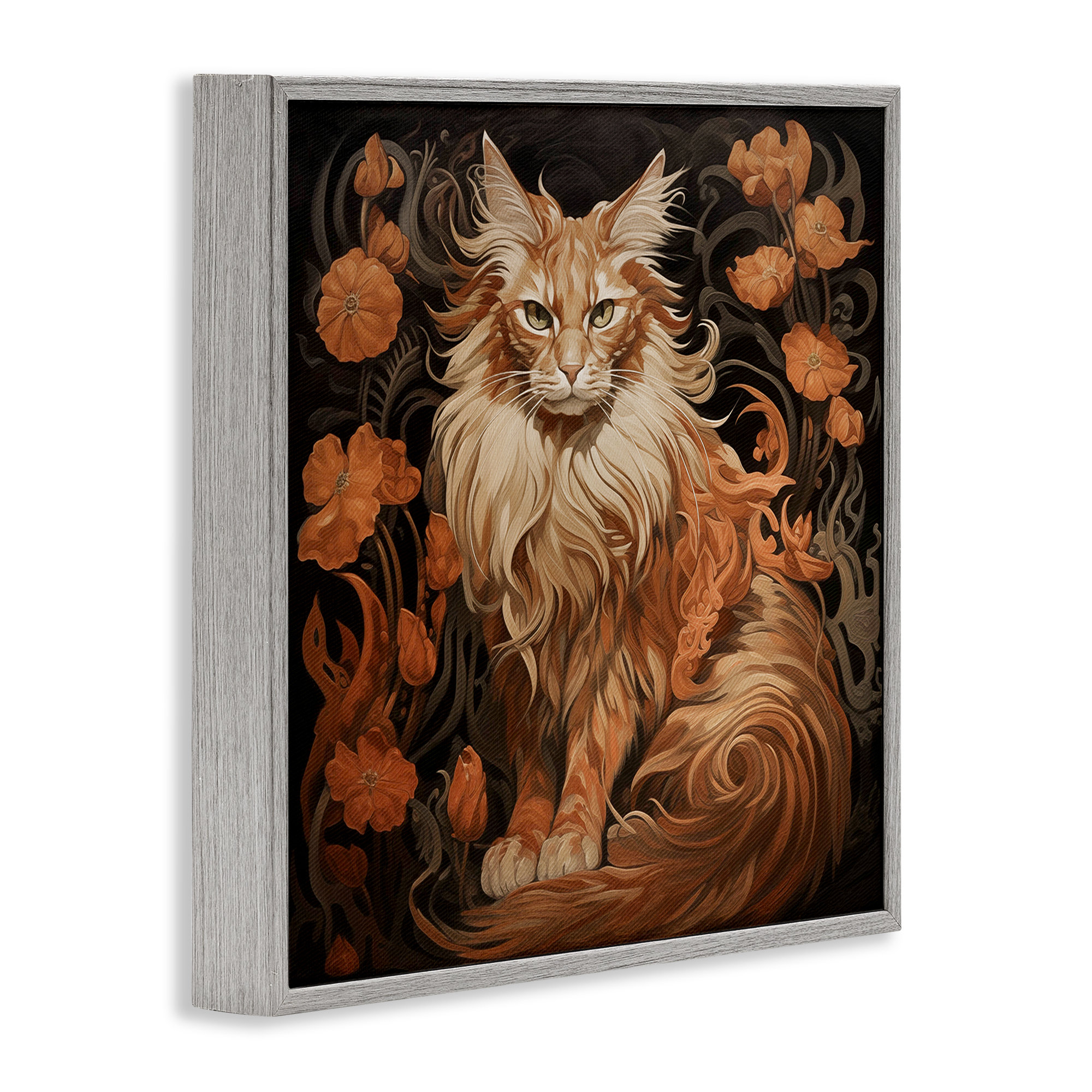 Fleur De Lis Living Maine Coon Cat Portrait Framed Giclee Art by Steve ...