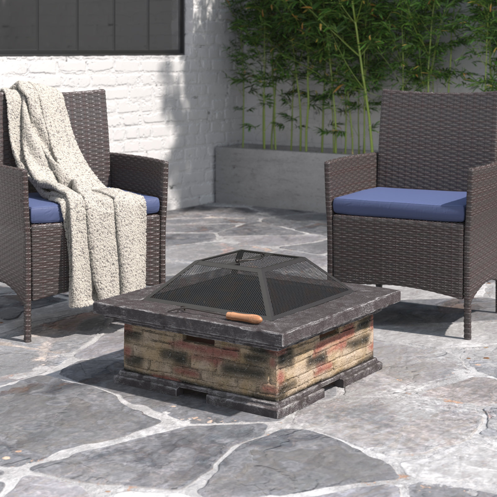 Steelside™ Skylah 15.5'' H x 29" W Concrete Wood Burning Outdoor Fire ...