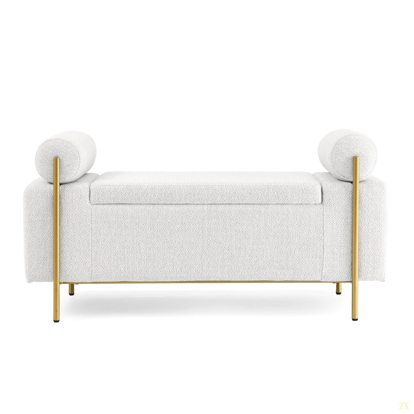 Ophelia & Co. Elegant Upholstered Linen Storage Bench With Cylindrical ...