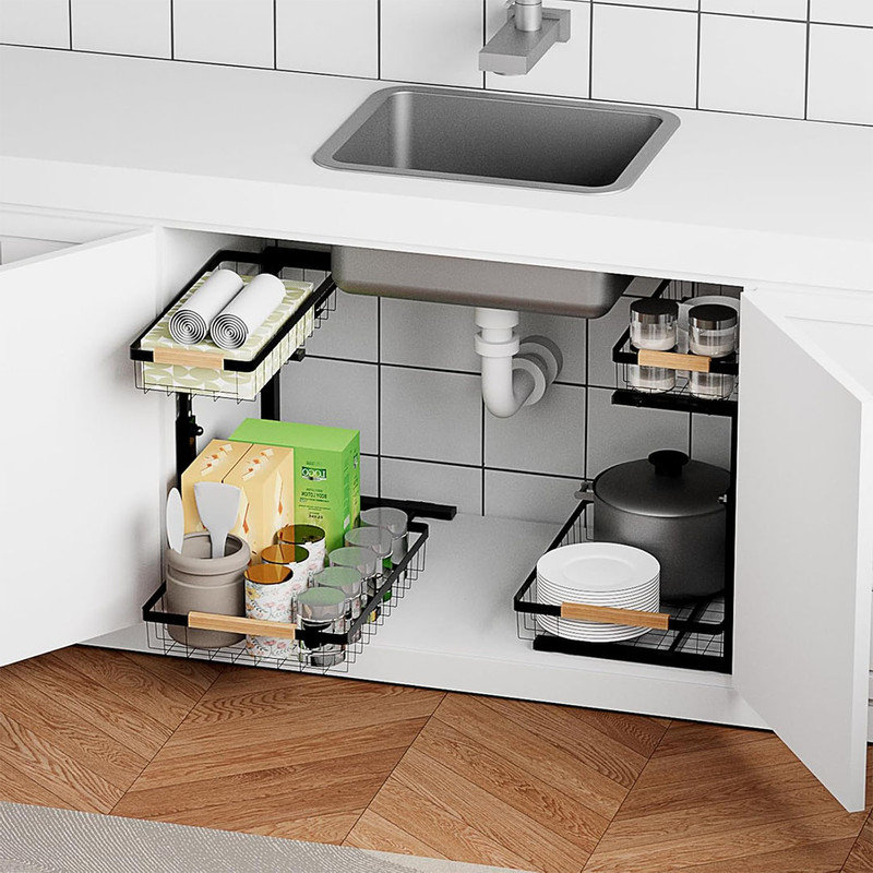 Rebrilliant Pull Out Cabinet Organizers and Storage,2 Tier Height ...