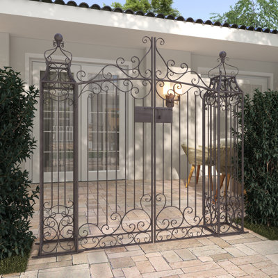 Astoria Grand Verduzco Metal Indoor Outdoor Scrollwork Arched Gate ...