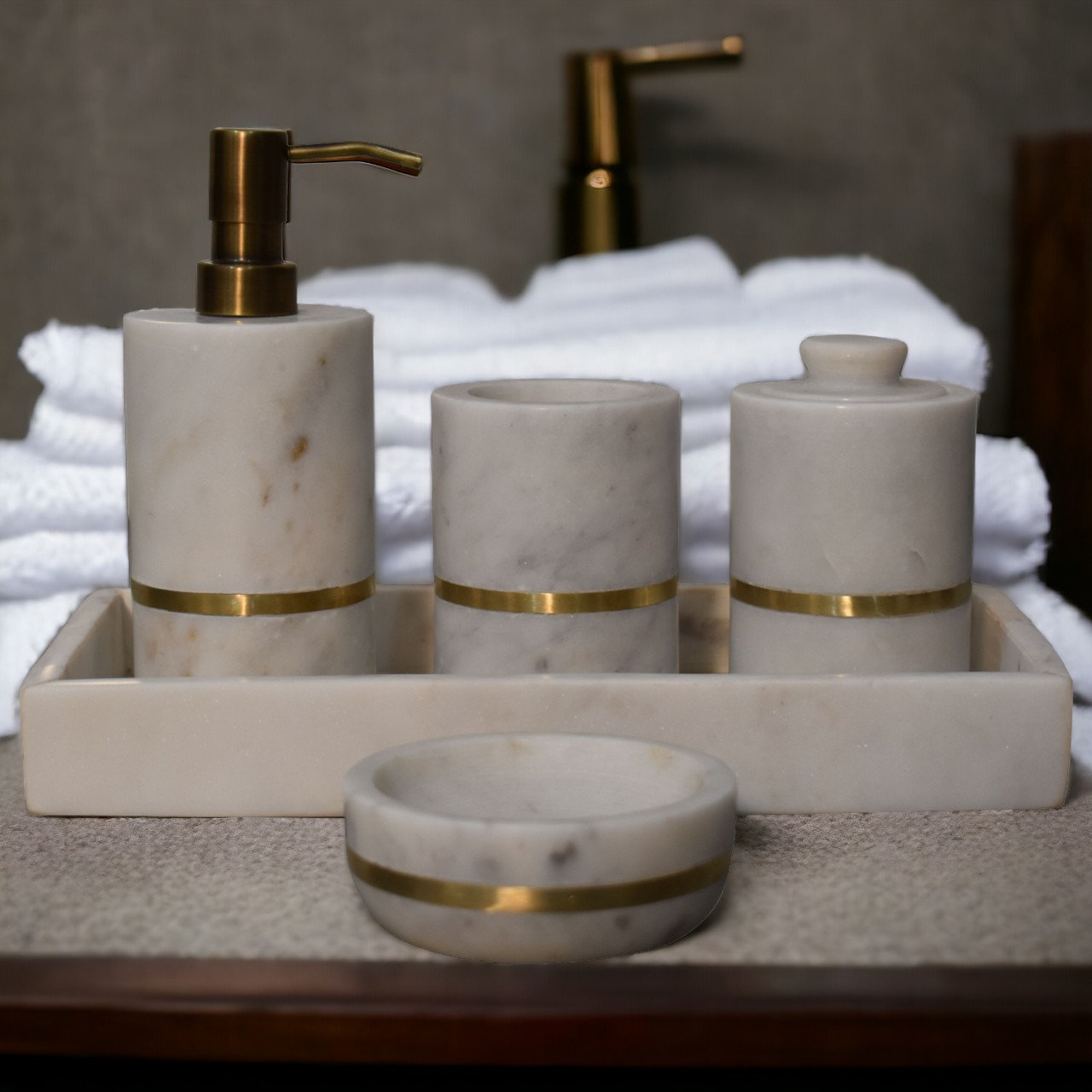 Mercer41 Centralmont Marble Bathroom Accessory Set | Wayfair