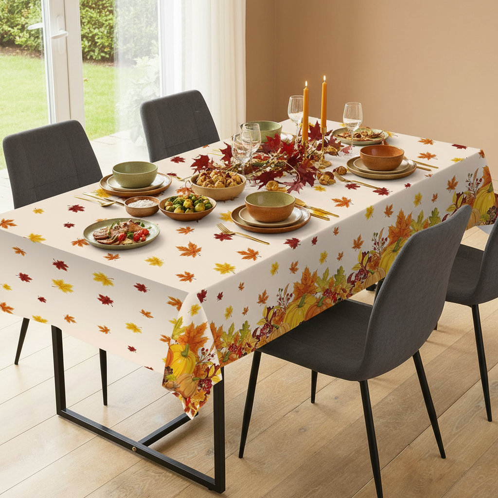 The Holiday Aisle® 2-Pack Thanksgiving Plastic Tablecloths, Disposable ...