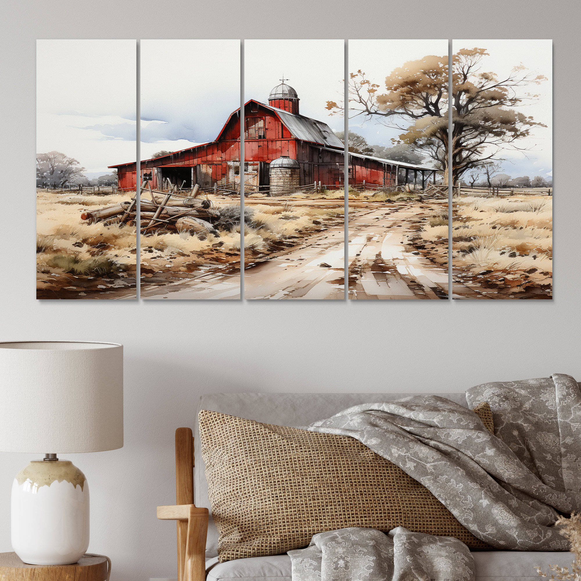Design Art Farmstead Landscape III - Landscapes Canvas Art Print - 5 ...