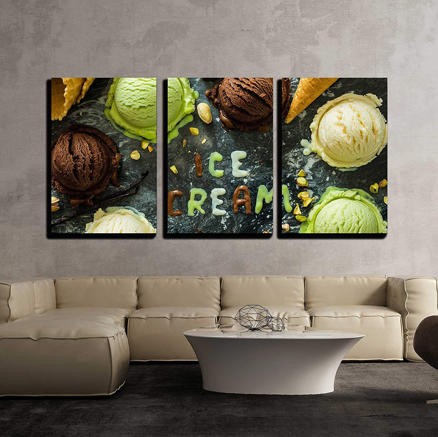 IDEA4WALL Selection of Ice Cream Scoops in White Bowls Copy Space ...