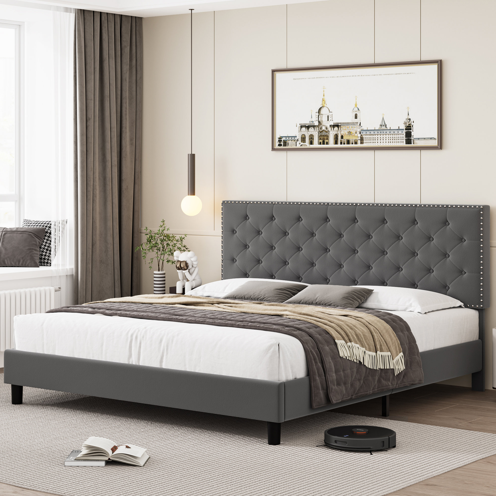 Latitude Run® Emanuell Velvet Tufted Upholstered Bed Frame with ...
