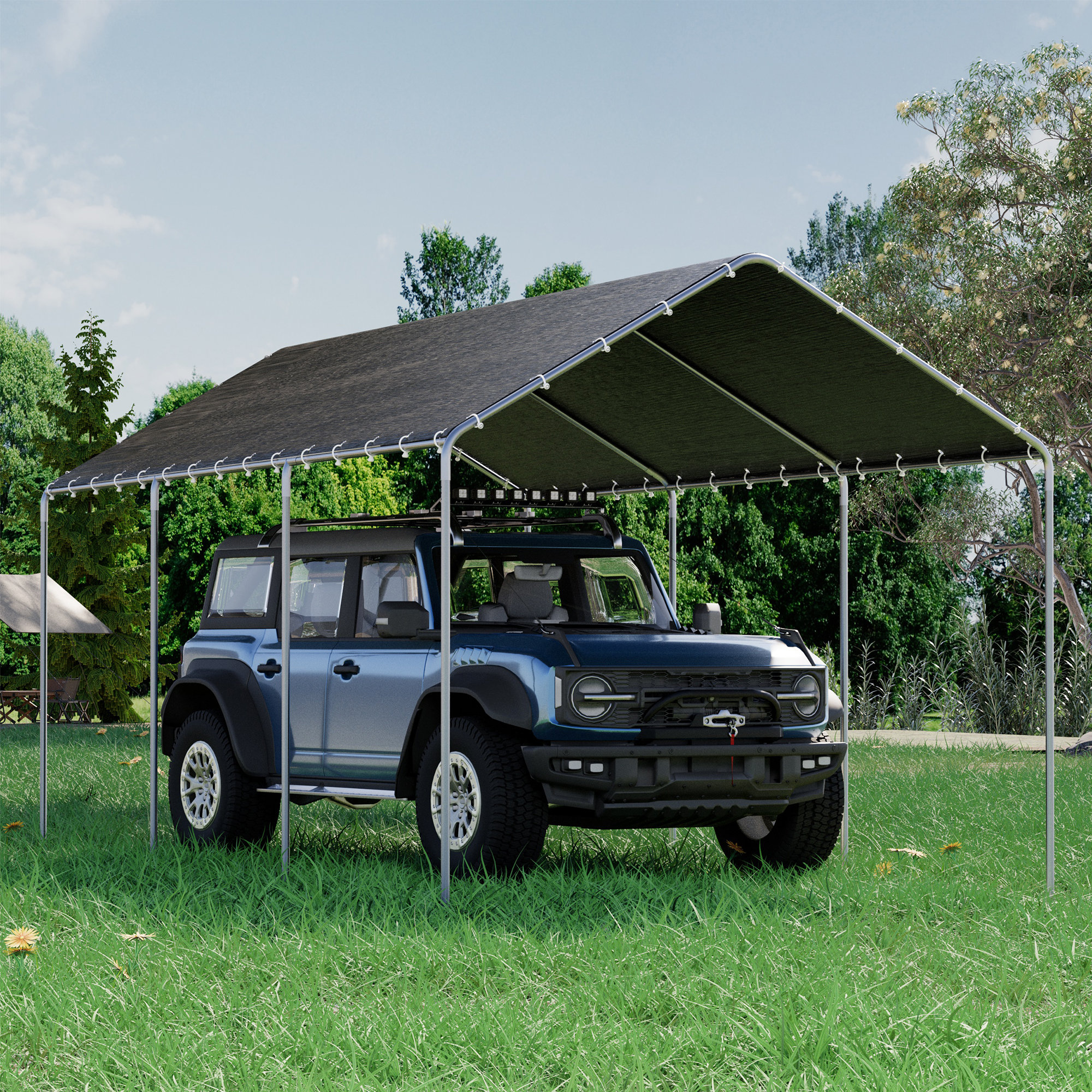EROMMY 10 Ft. W x 20 Ft. D Carports, Waterproof & UV Protected Garage ...