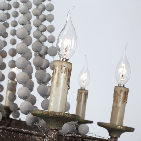Bungalow Rose 8 - Light Candle Style Teardrop Bead Empire Chandelier ...