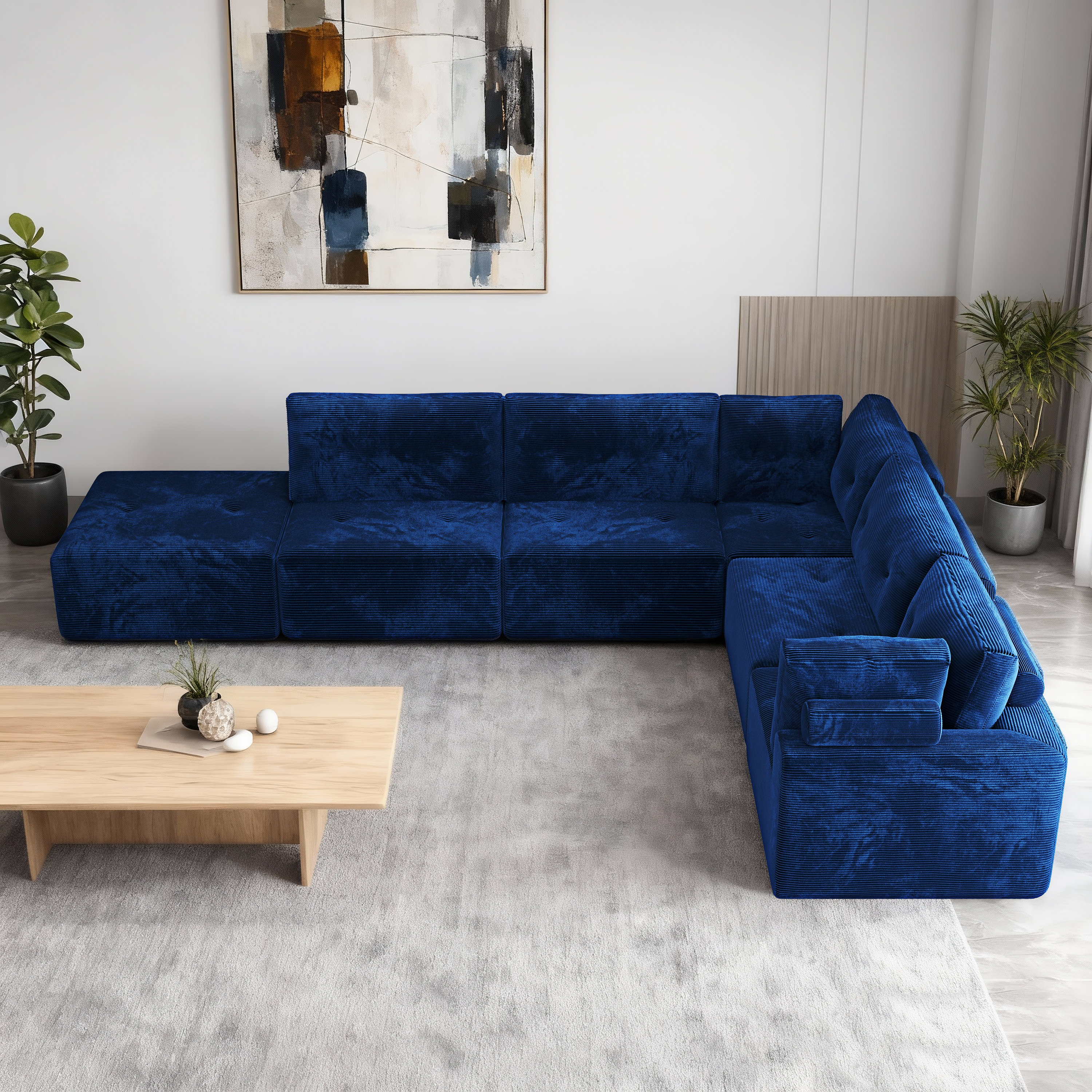 Ivy Bronx Dark Blue Modular Couch Sectional Sofa - Wayfair Canada