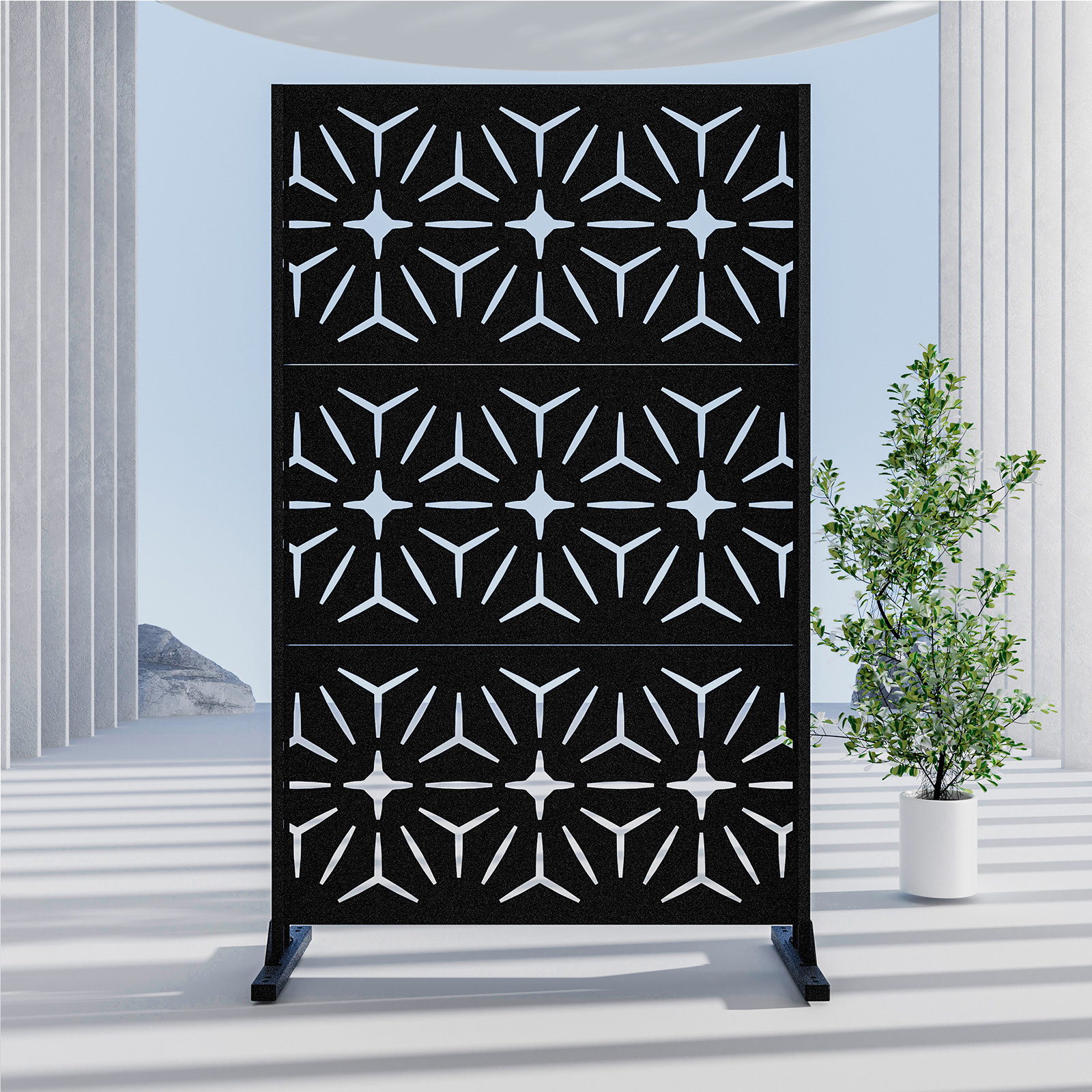 EASCOM Outdoor Privacy Screen 3-Panel Freestanding, Decorative Room ...
