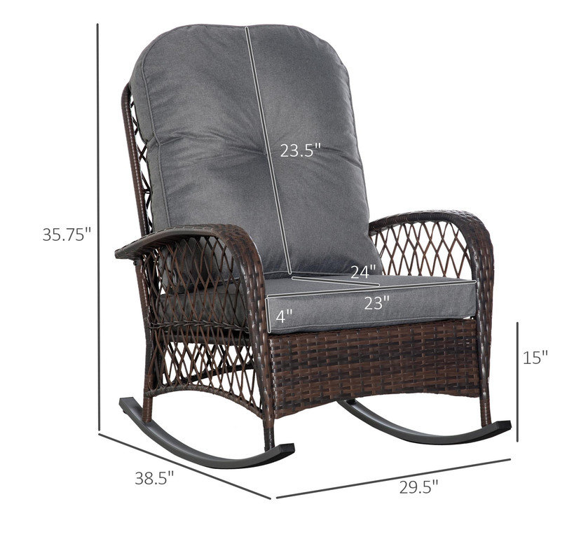 Red Barrel Studio Outdoor Wicker Rocking Chair: Spacious Wide Seat ...